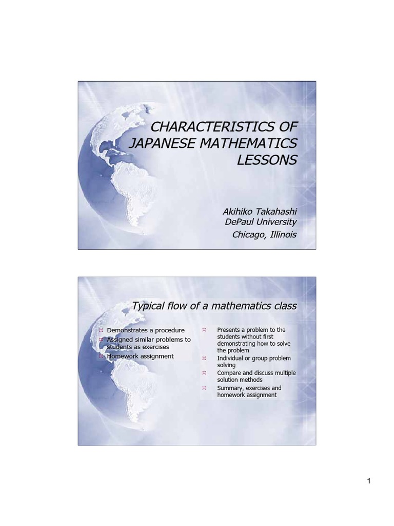 Characteristics of Japanese Mathematics Lessons | PDF | Area | Lesson Plan