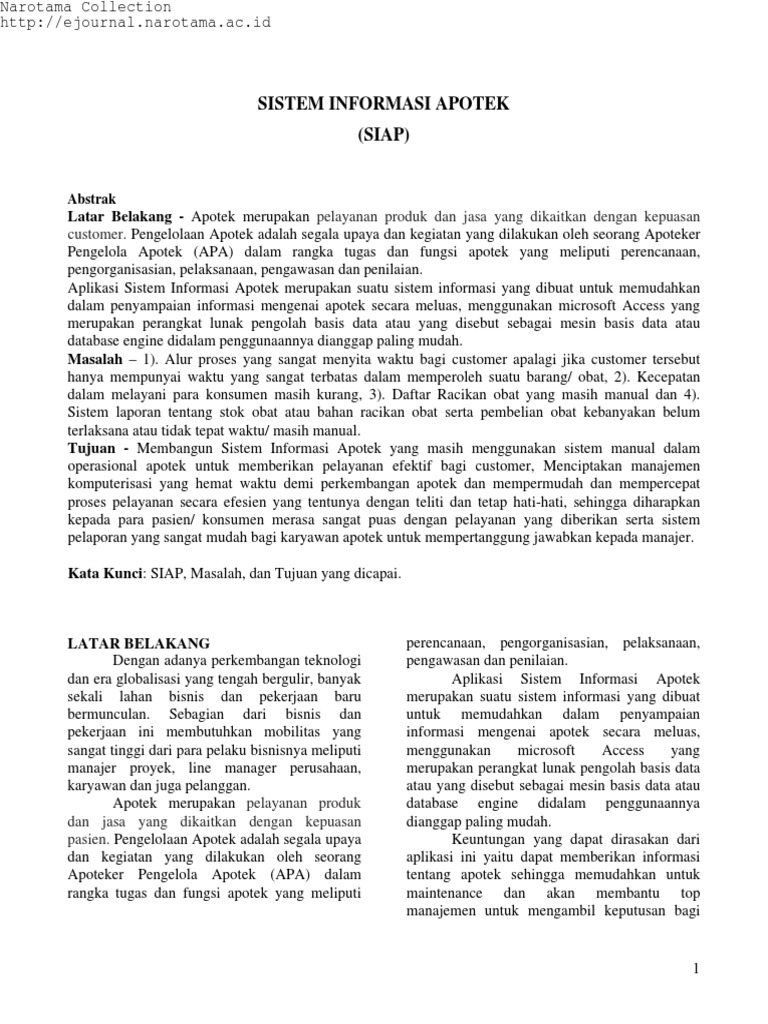 Sistem Informasi Apotek (Siap) | PDF