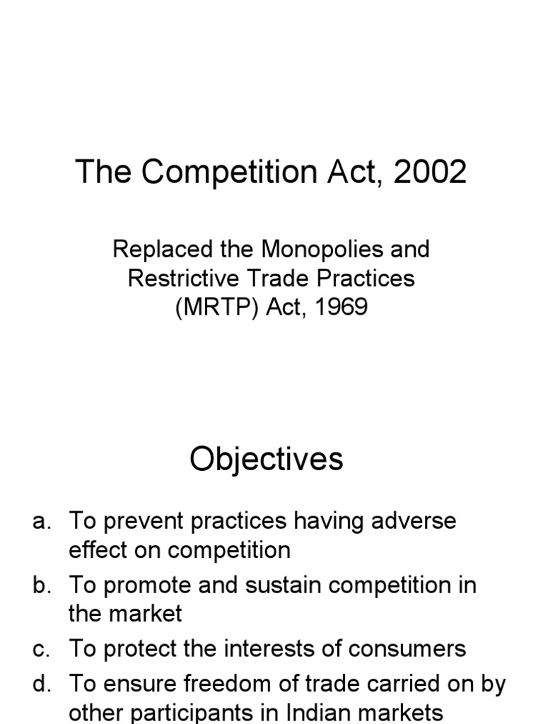 The Competition Act, 2002 | PDF | Business | Economies