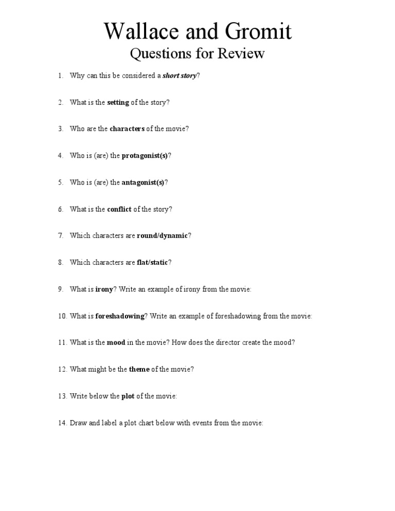 Wallace and Gromit Questions | PDF