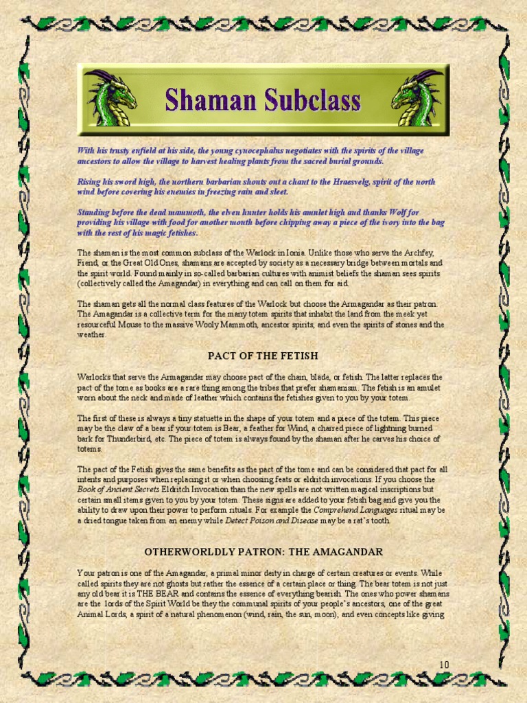 Shaman Subclass DND 5e | PDF | Derivative Work | Magician (Fantasy)