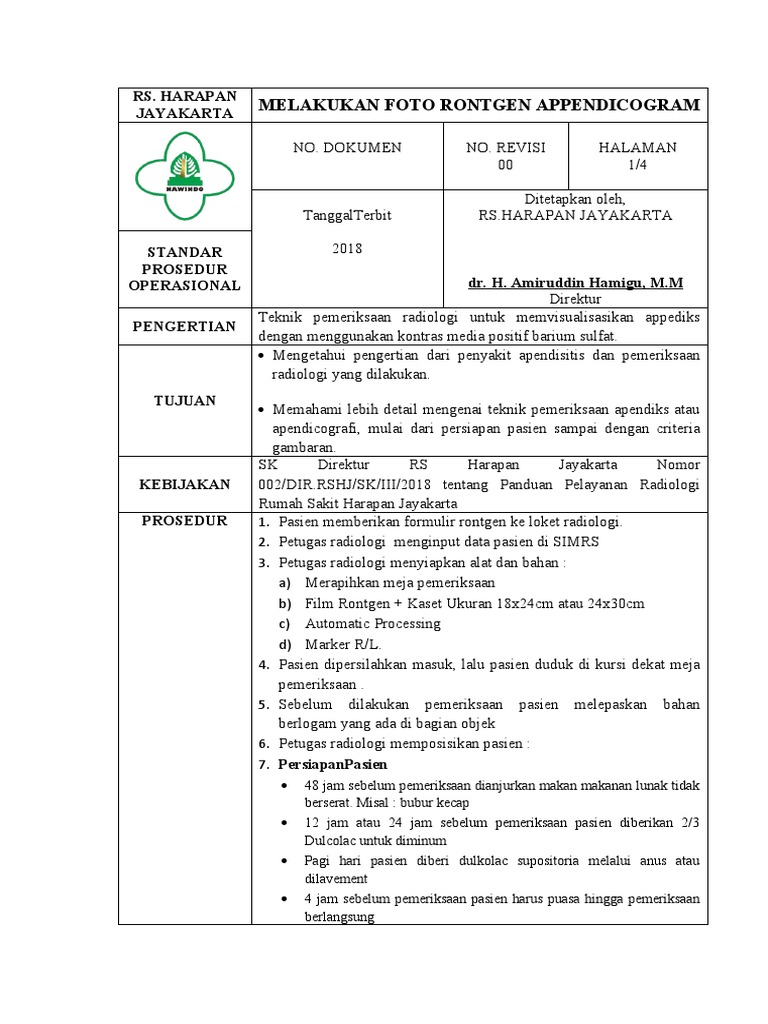 Sop Appendicogram | PDF