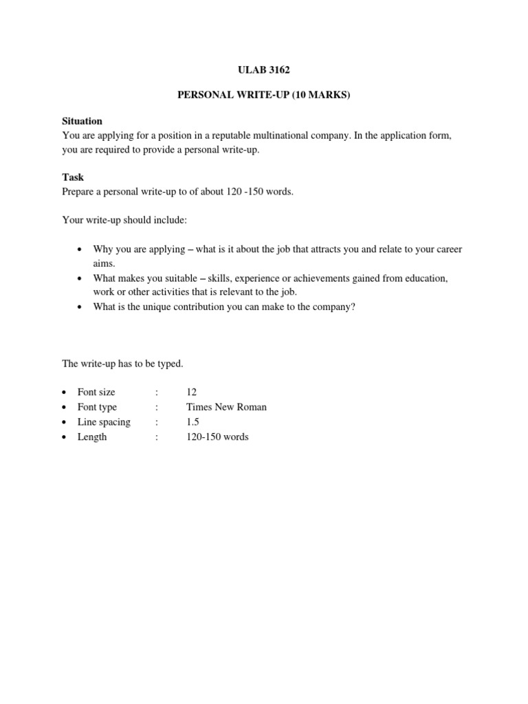 Write Up - Assignment Details | PDF | Writers | Word