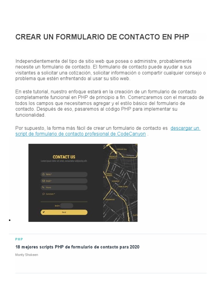 Formulario de Contacto Con PHP | PDF | Php | Servidor web