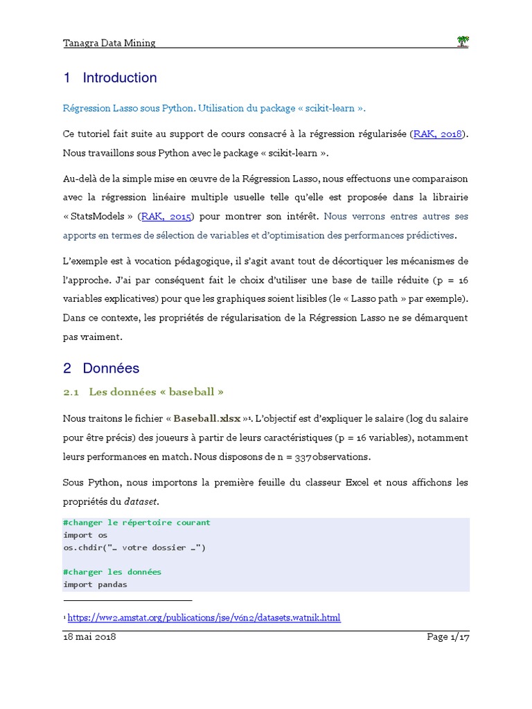 Régression Lasso avec Python | PDF | Régression linéaire | Minage des ...
