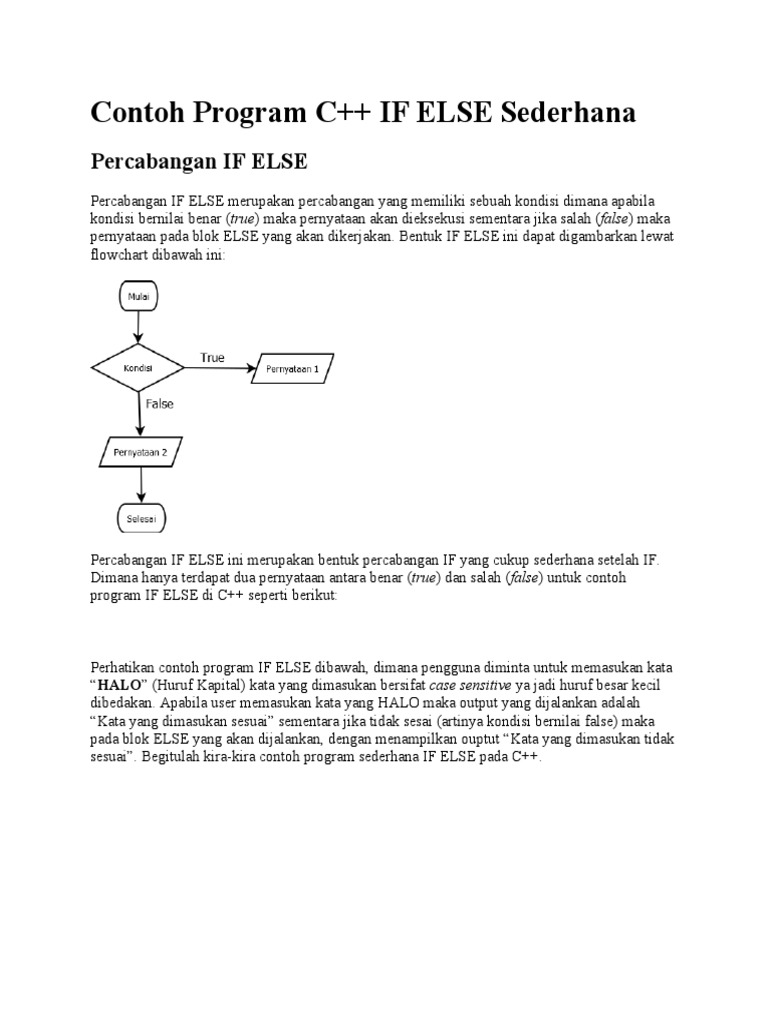 Contoh 1 Program C++ IF ELSE | PDF