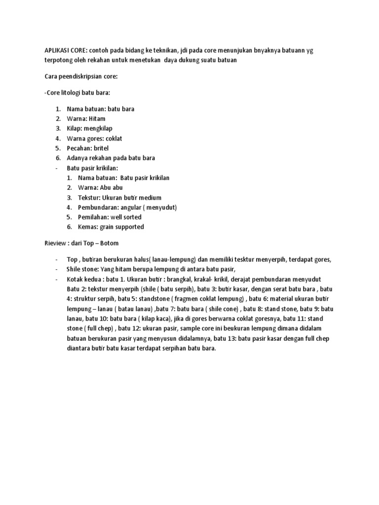 Aplikasi Core dalam Teknik Geologi | PDF