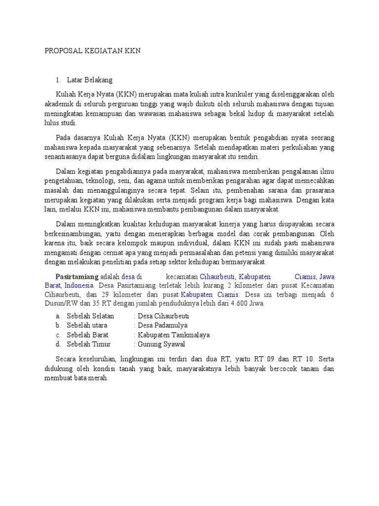 Proposal Kegiatan KKN | PDF