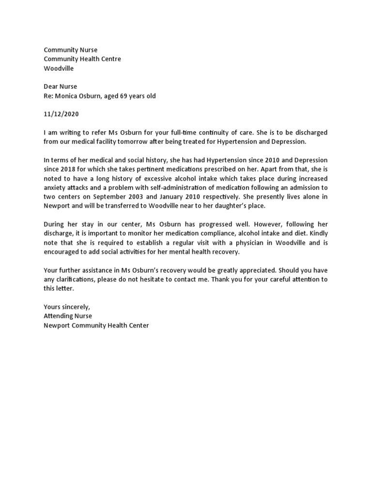 OET Referral Letter 2 Niners | PDF