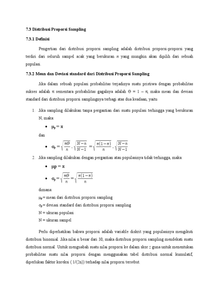 Distribusi Proporsi Sampling dan Contoh | PDF