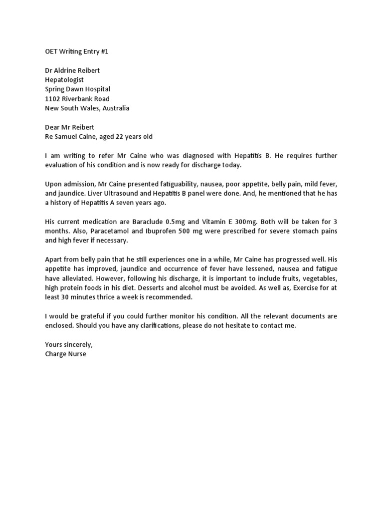 OET Writing Sample Facebook 1 | PDF