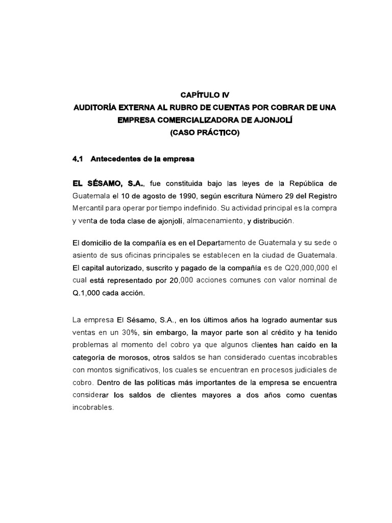 NIA 800 - Caso 4 - Completo | PDF | normas internacionales de ...