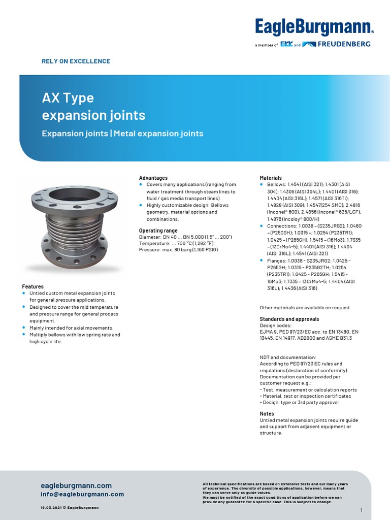 EagleBurgmann - AX Type Expansion Joints - EN | PDF | Heat Exchanger ...