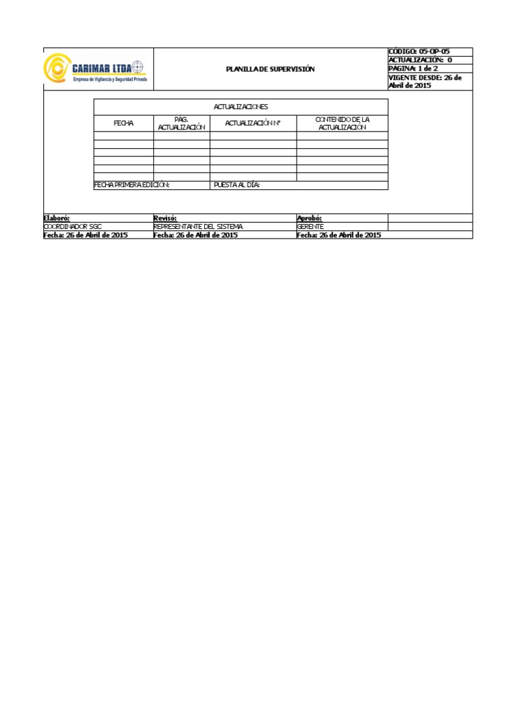 Planillas de Supervisión - Imprimir | PDF | Arsenal | Entretenimiento ...