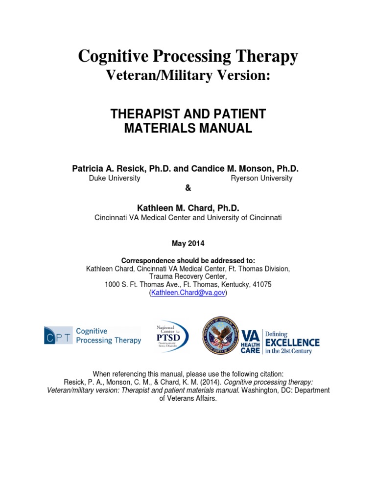 Cognitive Processing Therapy Workbook PTSD Trauma Guide | PDF ...