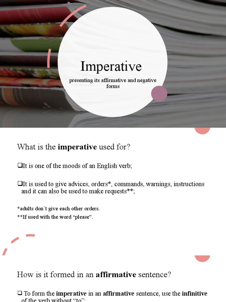 Imperative: Presenting Its Affirmative and Negative Forms | PDF ...