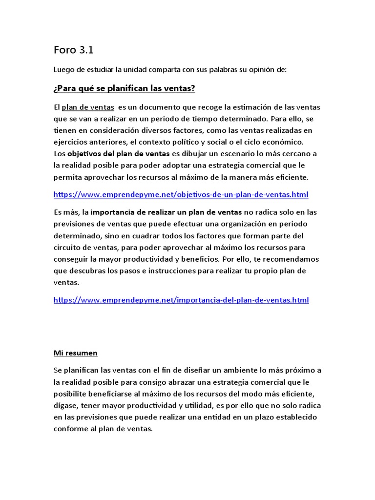 Importancia de Planificar Ventas | PDF | Crecimiento personal y ...