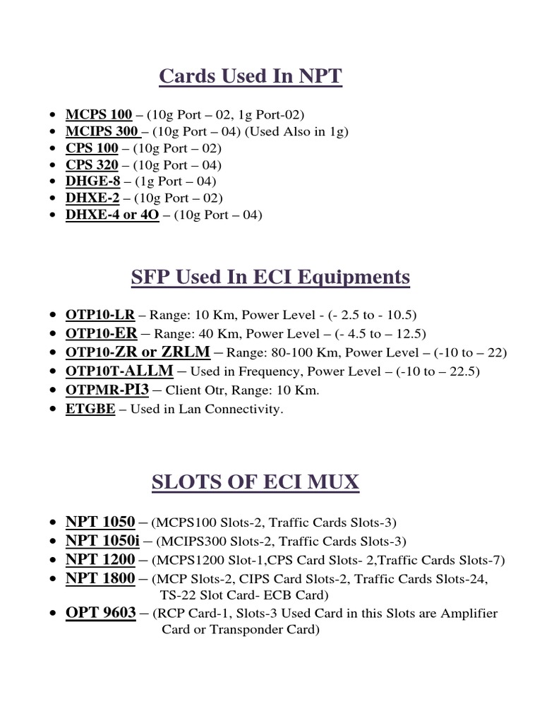 Cards Used in NPT: Er - Zrorzrlm - Allm - Pi3 | PDF | Network ...