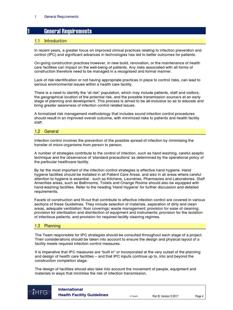 iHFG - Part - D - General - Requirements All | PDF | Hygiene | Infection