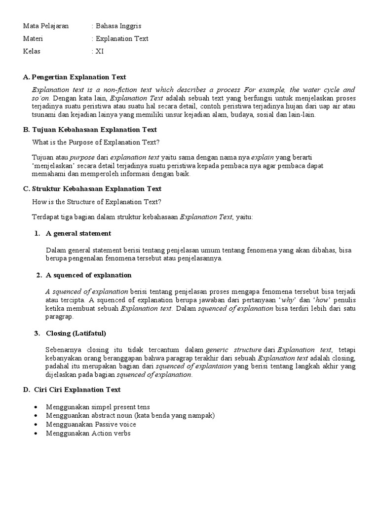 Explanation Text-Xi | PDF