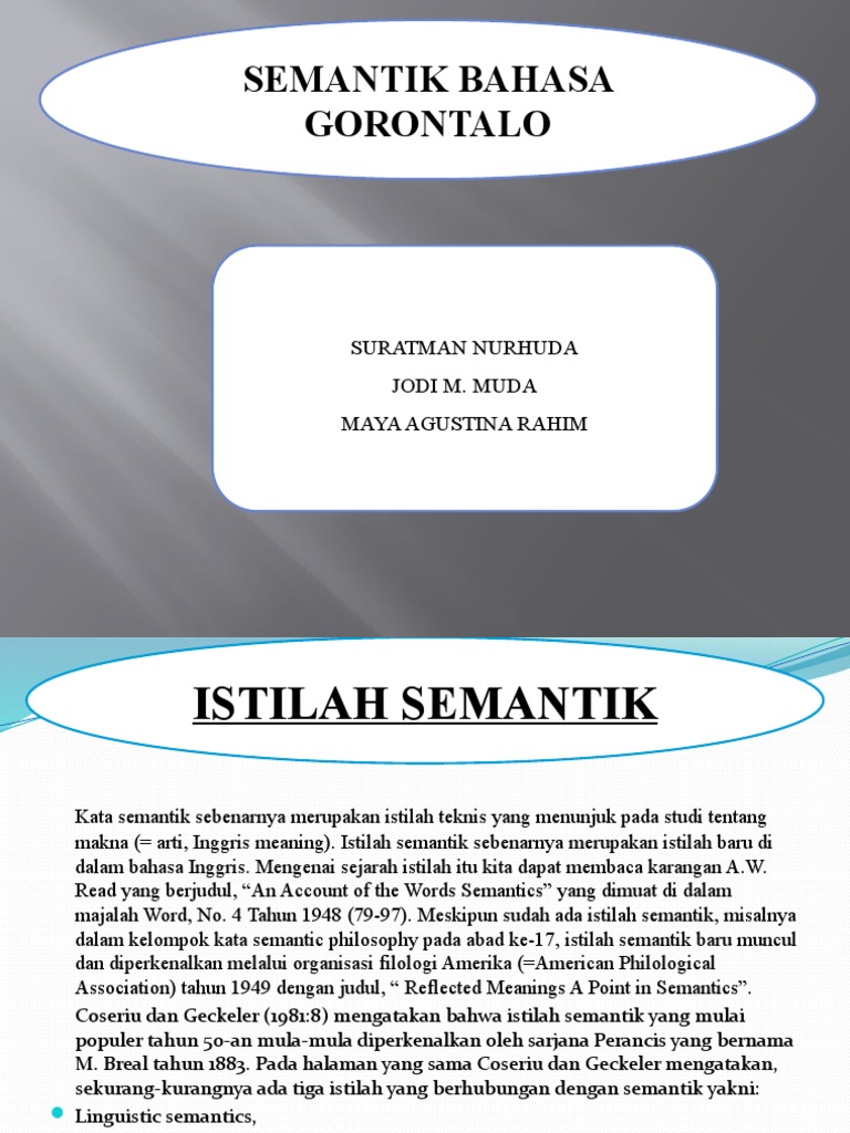 Semantik Bahasa Gorontalo | PDF
