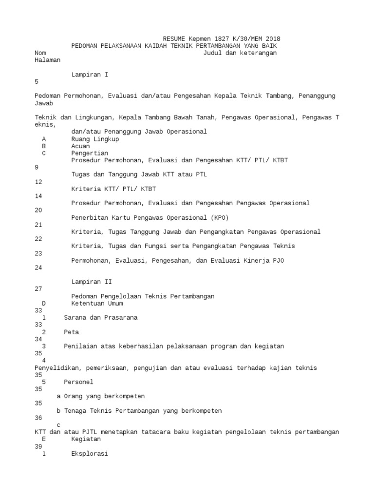 Resume KepMen 1827 K 30 MEM 2018 3 | PDF