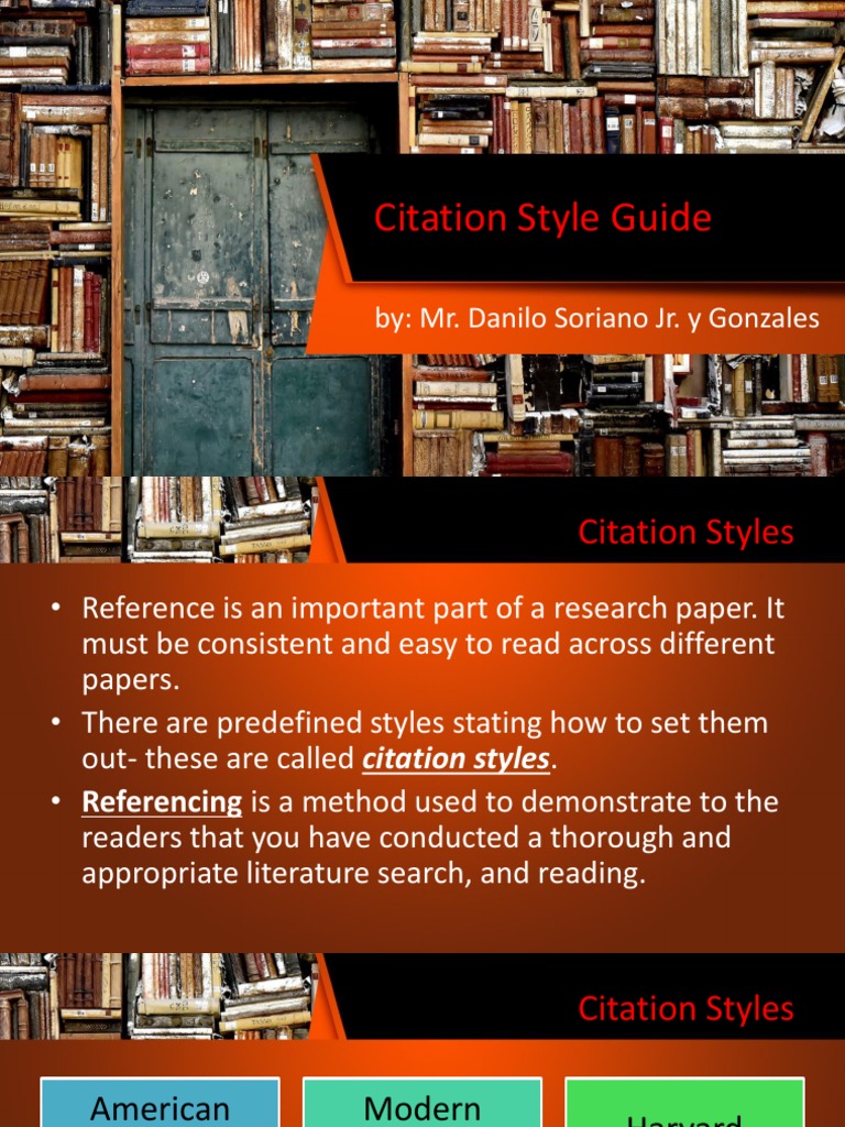 Citation Style Guide: By: Mr. Danilo Soriano Jr. y Gonzales | PDF