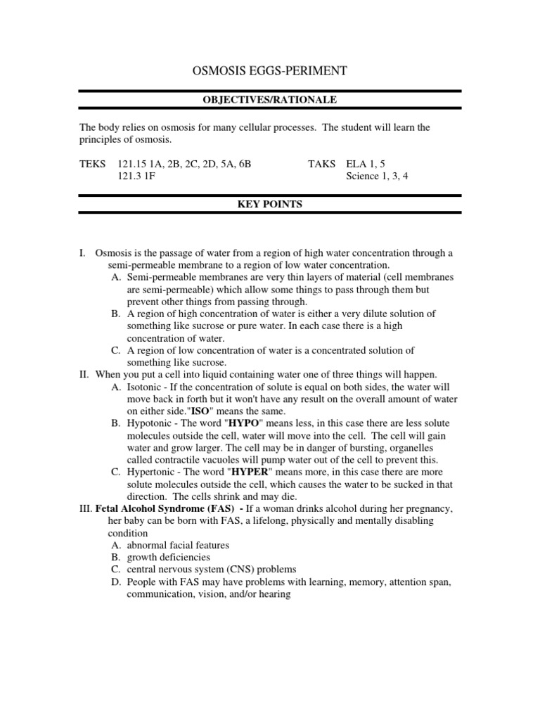 Eggsperiment | PDF | Osmosis | Biology