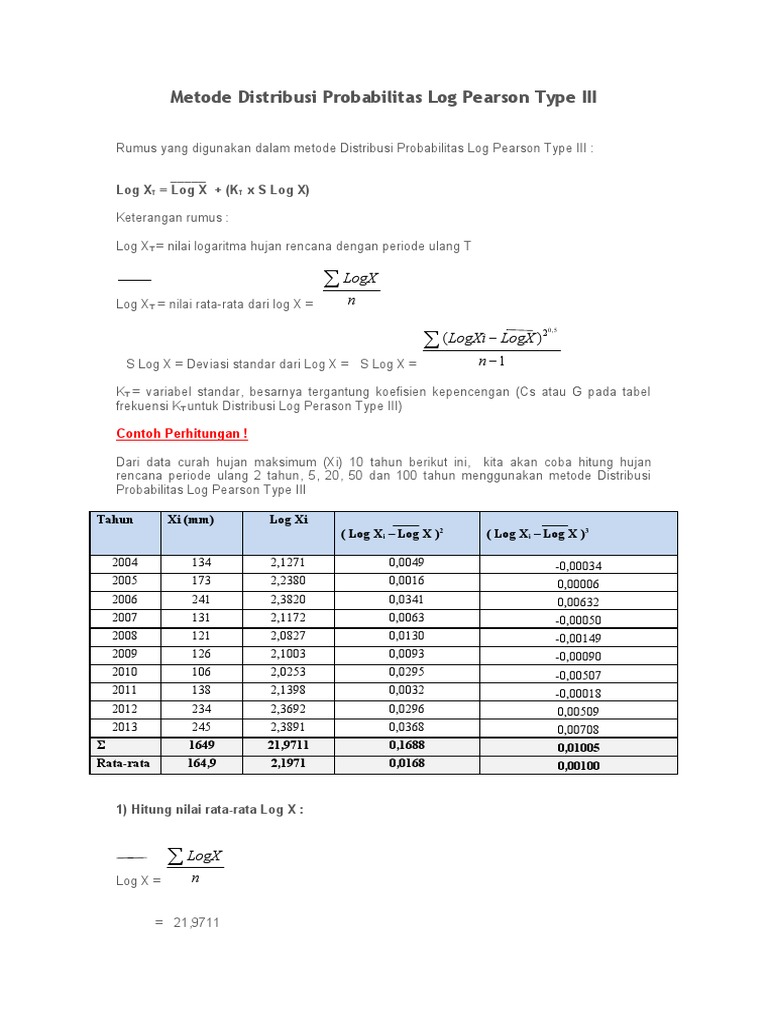 Metode Log Pearson Tipe III untuk Hujan | PDF | Metode & Bahan Ajar