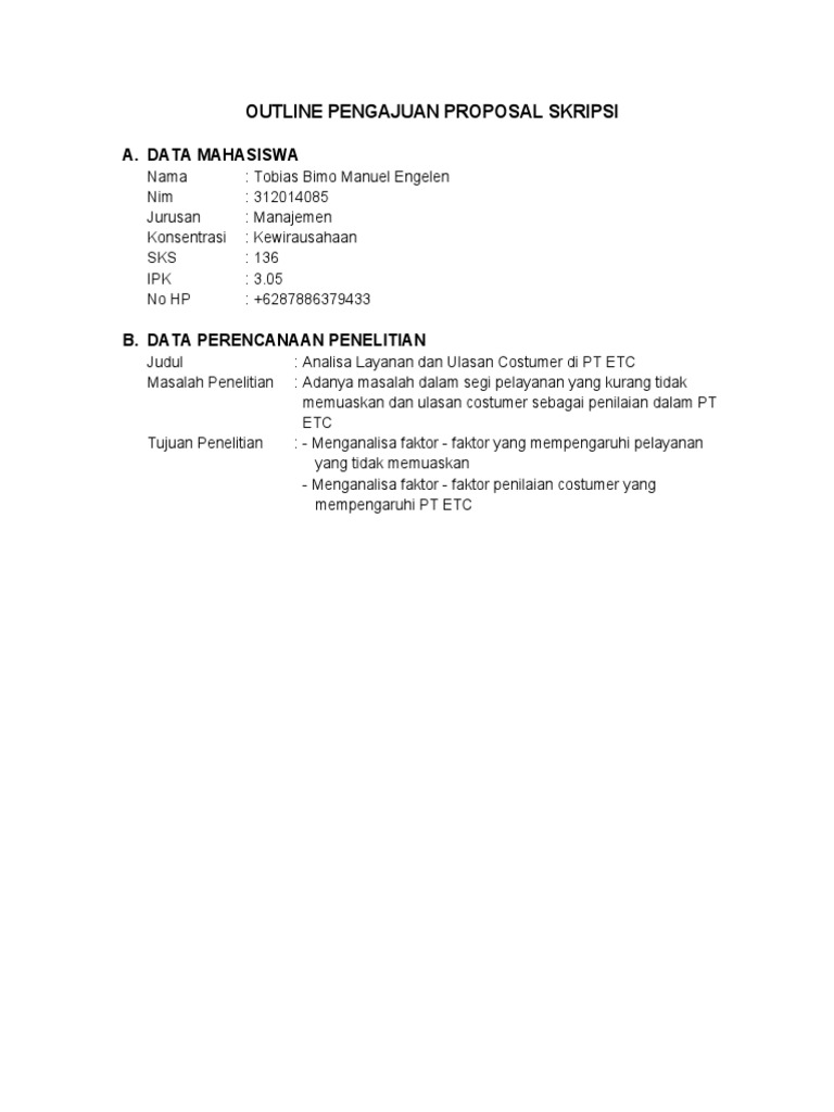 Outline Pengajuan Proposal Skripsi | PDF