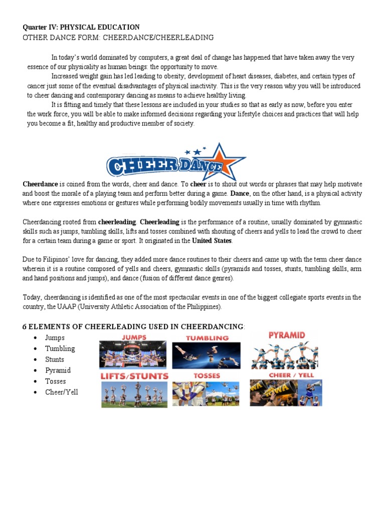 Other Dance Form: Cheerdance/Cheerleading: Quarter Iv: Physical ...