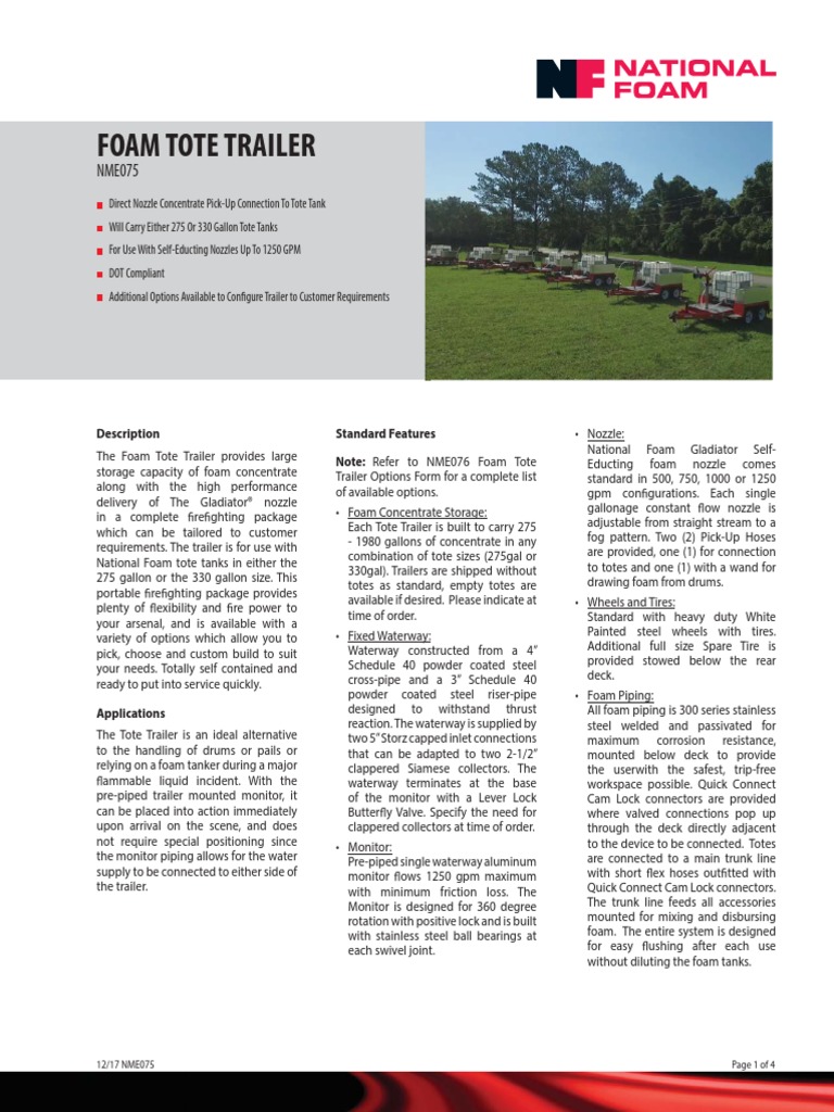 Foam Tote Trailer: Description Standard Features | PDF | Trailer ...