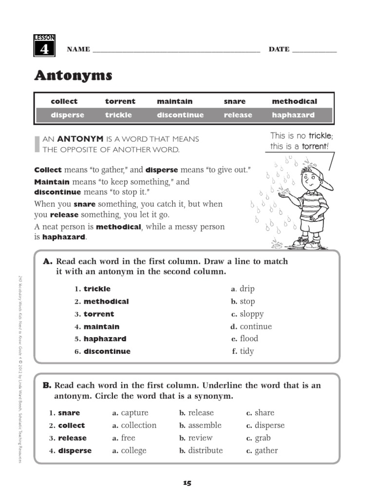 Antonyms: Trickle Torrent! | PDF | Interpretation (Philosophy) | Vocabulary