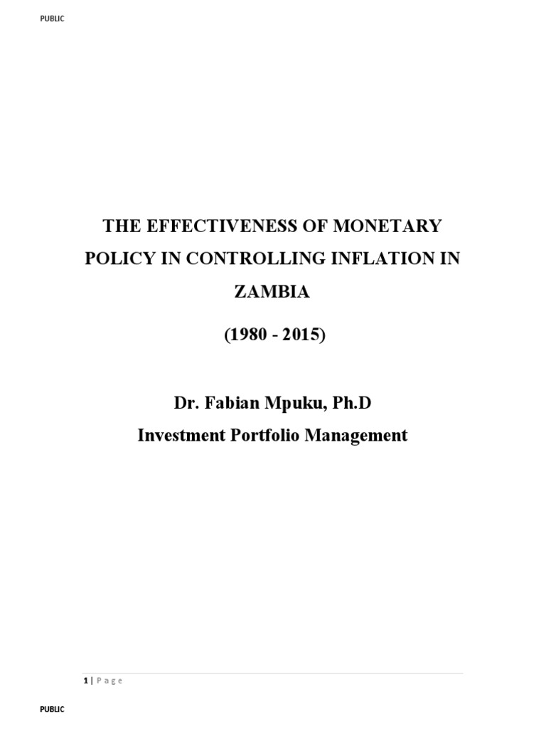 Dr. Fabian Mpuku - Effectiveness of Monetary Policy On Inflation in ...
