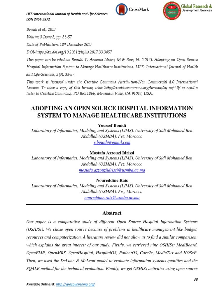 Adopting An Open Source Hospital Information System To Manage ...