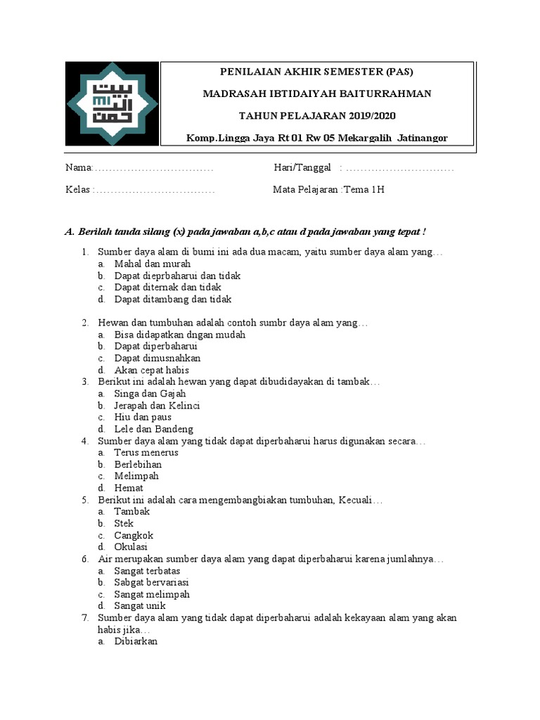 Soal Pts IPS Kelas 4 SMT 2 | PDF