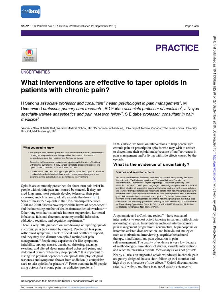 What Interventions Are Effective To Taper Opioids in Patients With ...