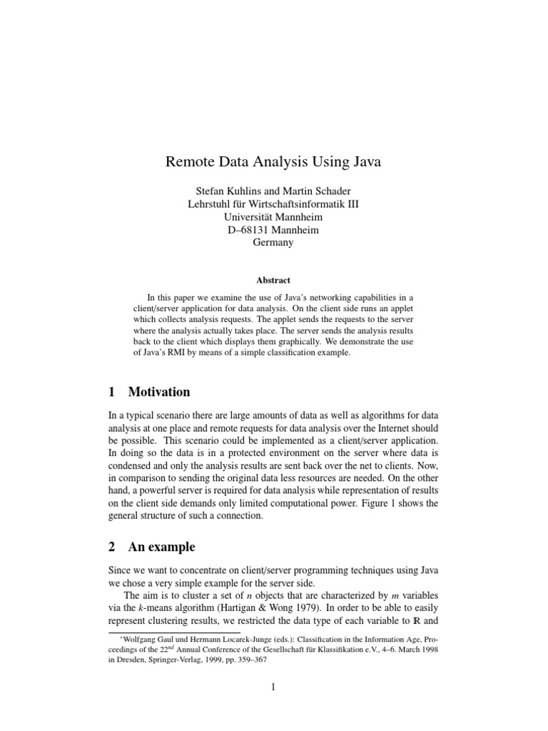 Java Remote Data Analysis Techniques | PDF | Java (Programming Language ...