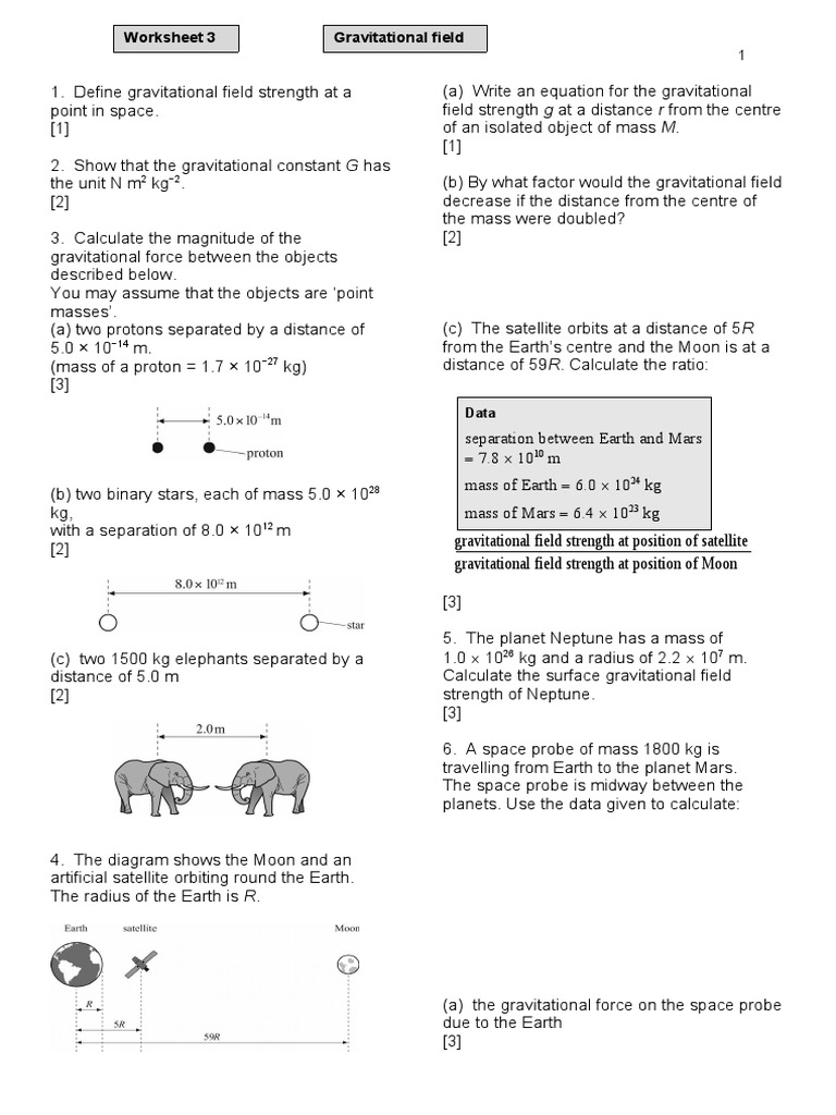 3.1 - Worksheet 3 - Gravitational Field | PDF | Orbit | Mass