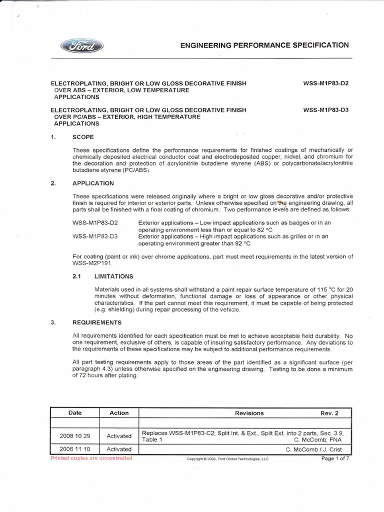 Ford ABS Plating Spec. | PDF | Chemical Substances | Chemistry
