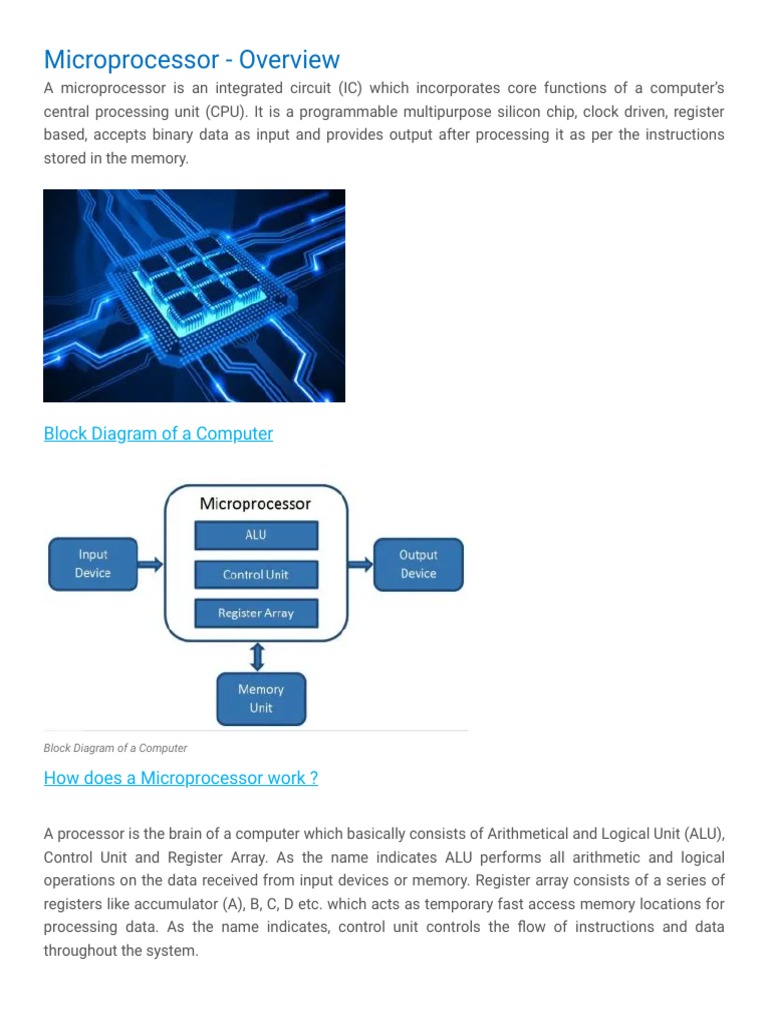 Microprocessor - Overview: Block Diagram of A Computer | PDF | Central Processing Unit ...