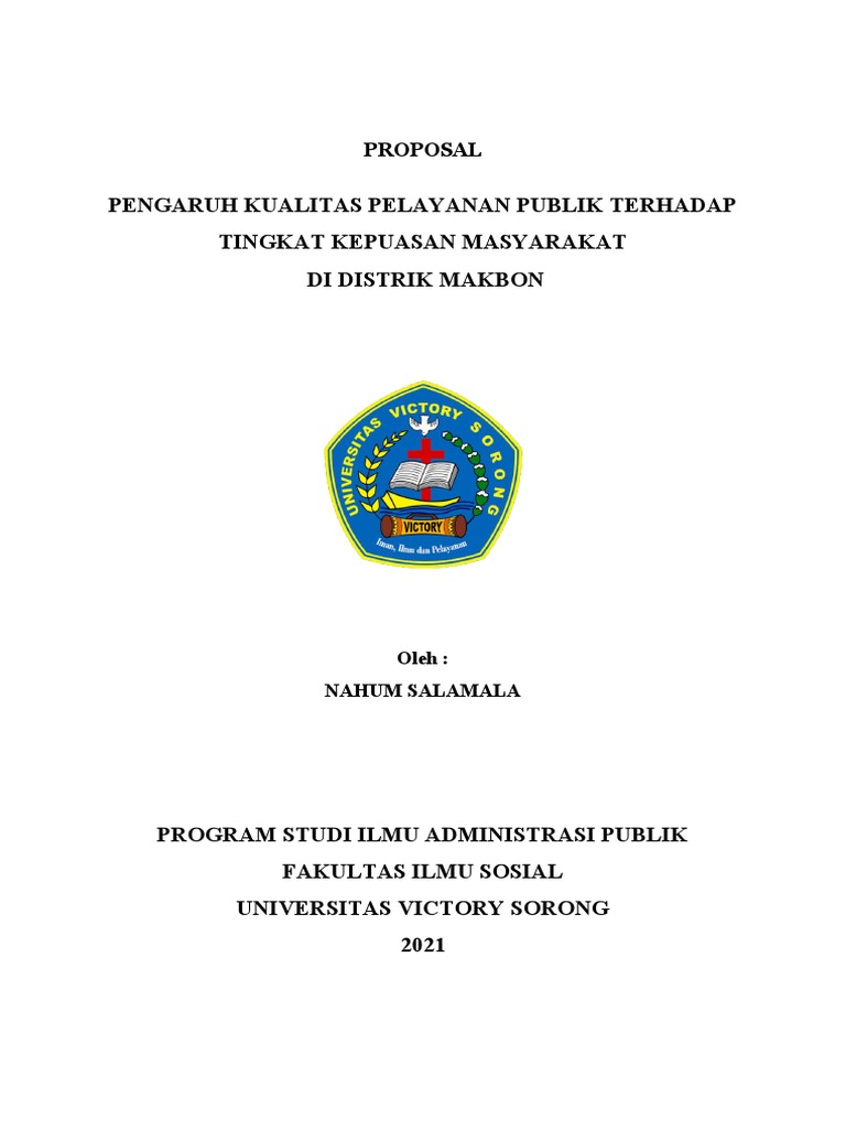 Proposal Penelitian Pengaruh Kualitas Pelayanan Publik Terhadap Tingkat Kepuasan Masyarakat | PDF