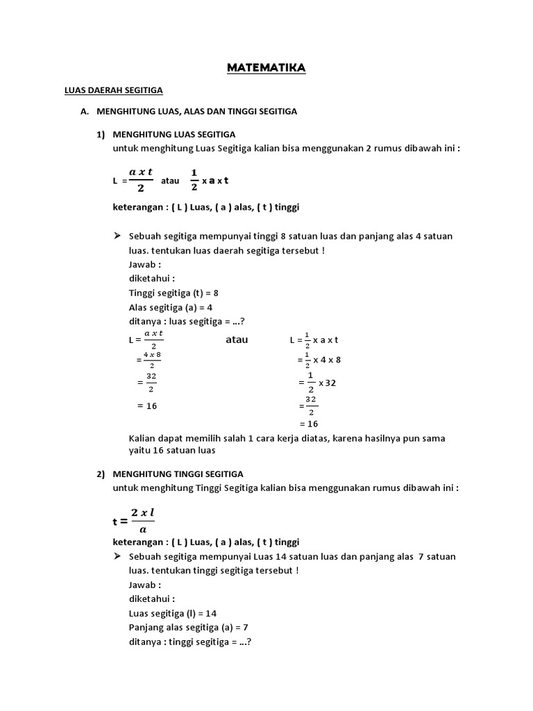Luas Daerah Segitiga | PDF | Metode & Bahan Ajar