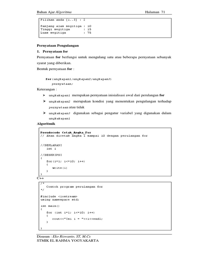 Bahan Ajar Algoritma Halaman 74 83 | PDF