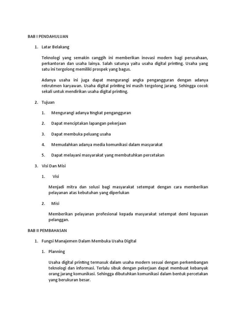 Contoh Proposal Usaha Starup Digital | PDF