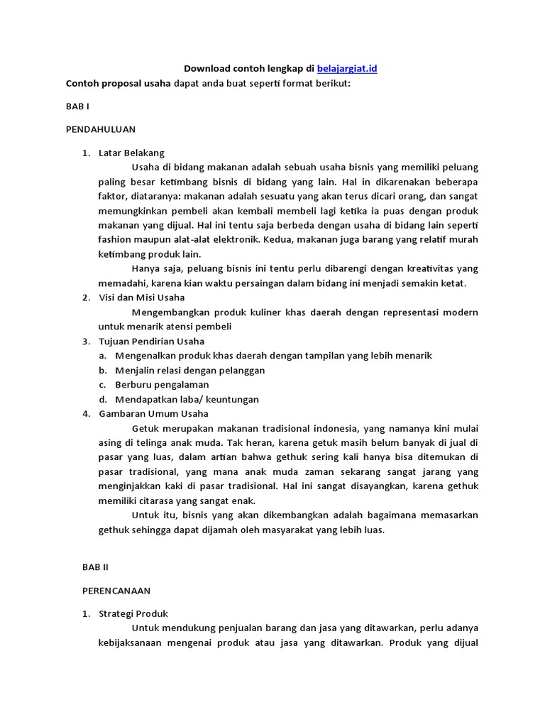 Contoh Proposal Usaha Makanan | PDF