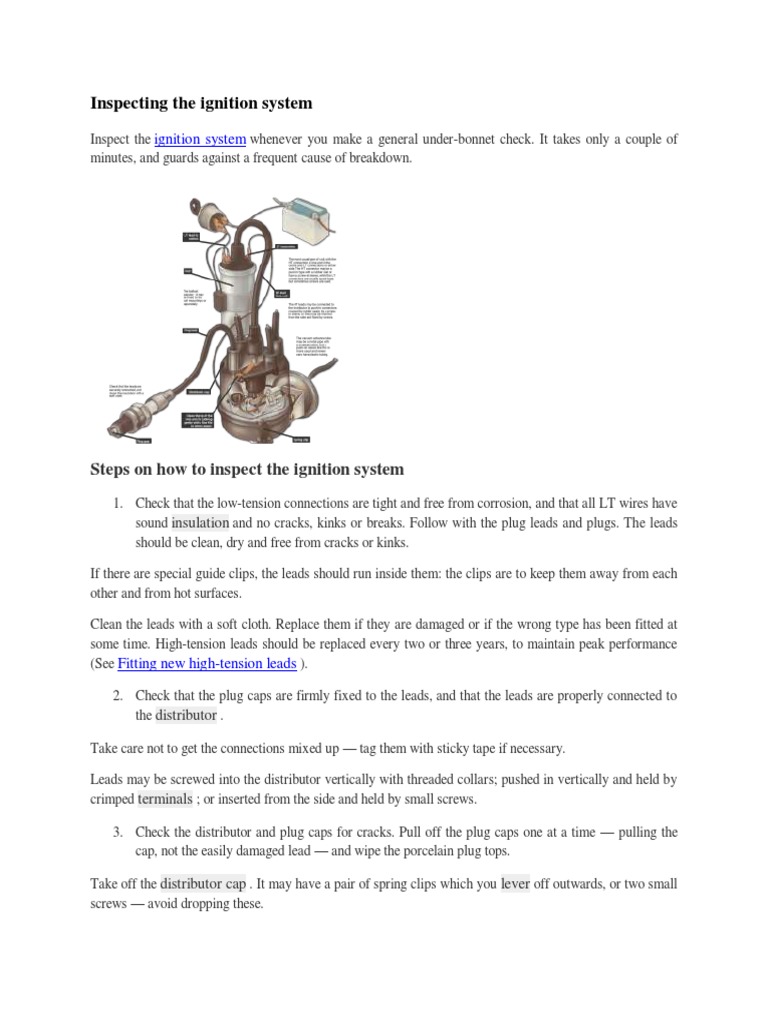 Inspecting The Ignition System Pdf Pdf