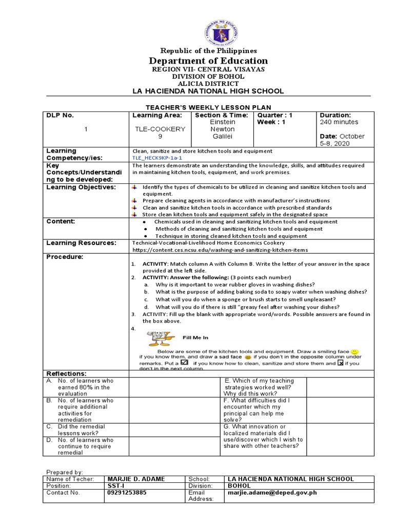 Department of Education: Republic of The Philippines | PDF | Kitchen ...