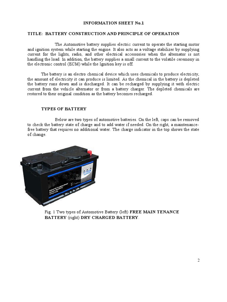 2 1 Servicing Automotive Battery 1 | PDF | Battery Charger ...