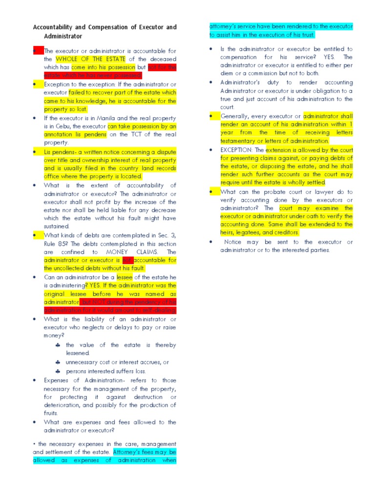 Duties and Accountability of Executors and Administrators | PDF | Executor | Probate